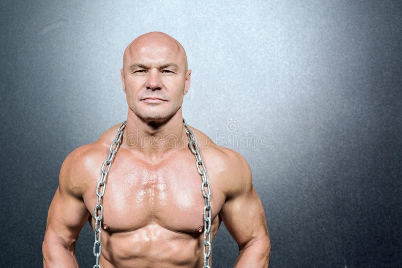 Composite Image of Portrait of Fighter Holding Chain Stock Image ...