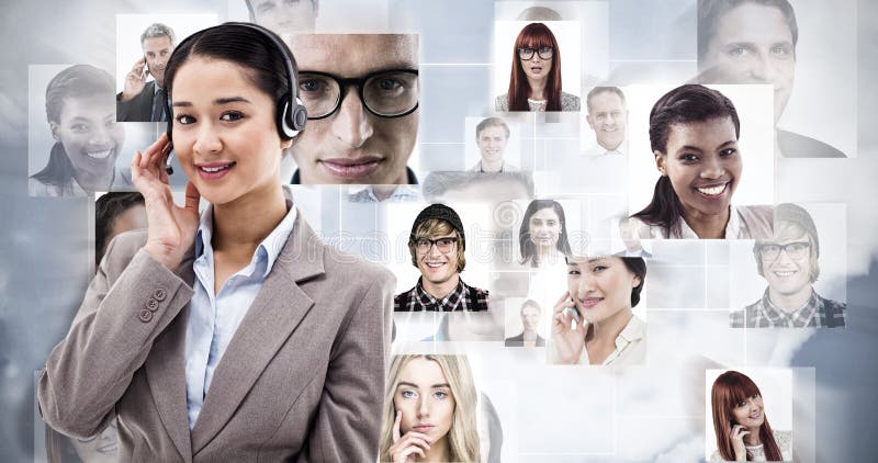 Composite Image of Portrait of a Good Looking Operator Posing with a ...