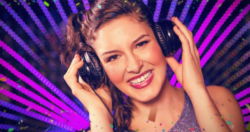 Composite Image of Pretty Female Dj Playing Music Stock Image - Image ...
