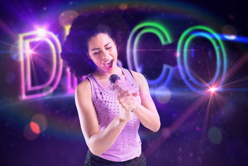 Composite Image of Pretty Girl Singing Stock Photo - Image of word ...