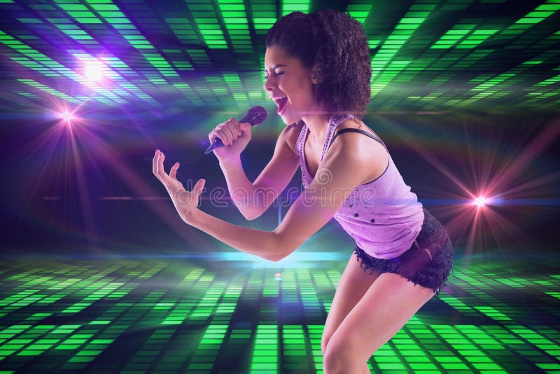 Composite Image of Pretty Girl Singing Stock Photo - Image of composite ...