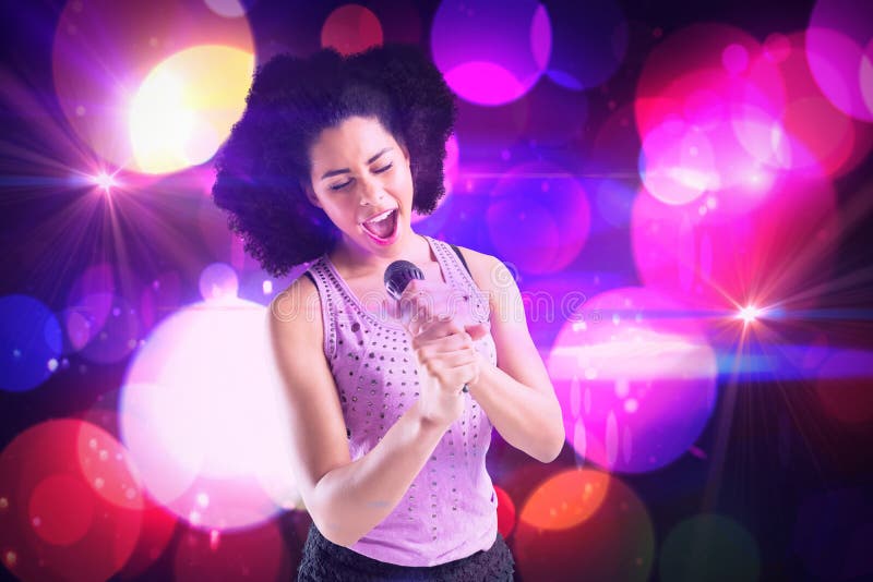 Composite Image of Pretty Girl Singing Stock Photo - Image of view ...