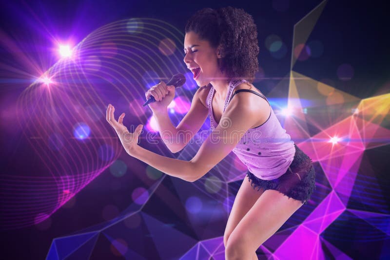 Composite Image of Pretty Girl Singing Stock Image - Image of view ...
