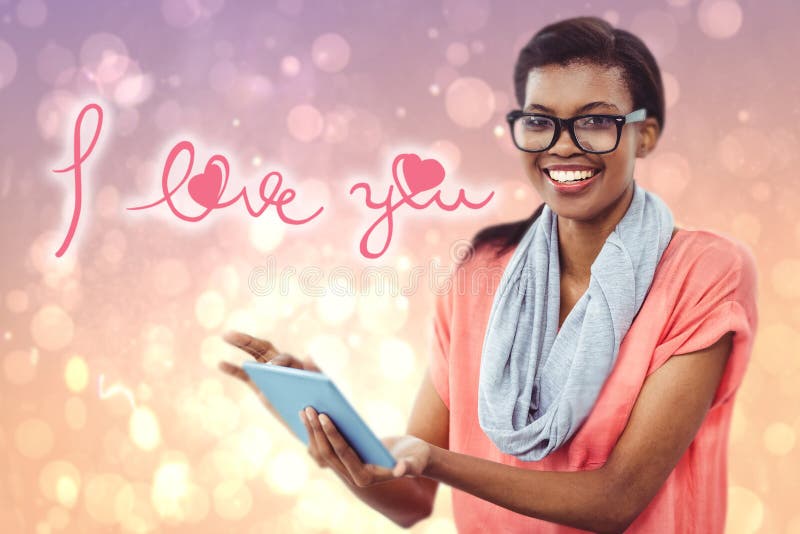 Composite Image of Pretty Girl with Tablet Stock Image - Image of ...