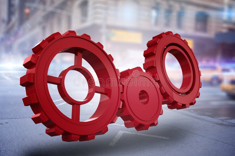 Composite Image of Red Cog and Wheel Stock Illustration - Illustration ...