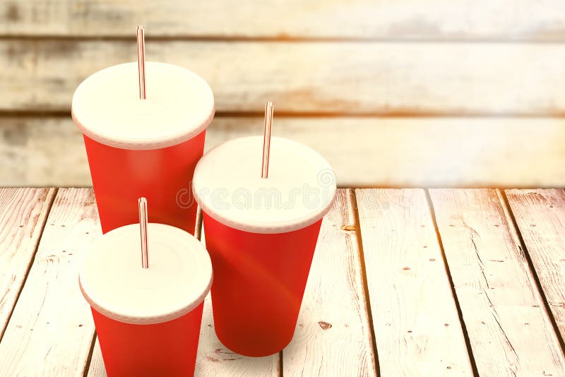 Composite Image of Red Cups Over White Background Stock Illustration ...