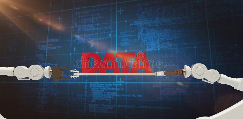 Composite Image of Robotic Hands Holding Data Message Stock ...