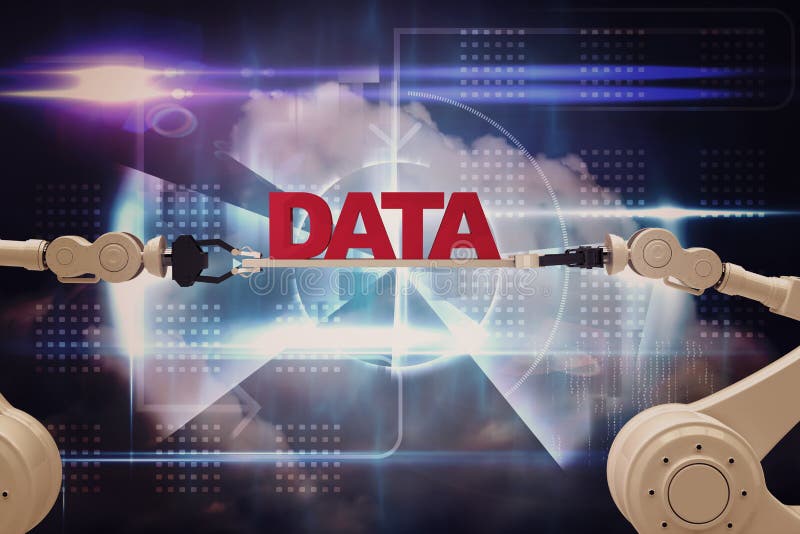 Composite Image of Robotic Hands Holding Data Message Stock ...