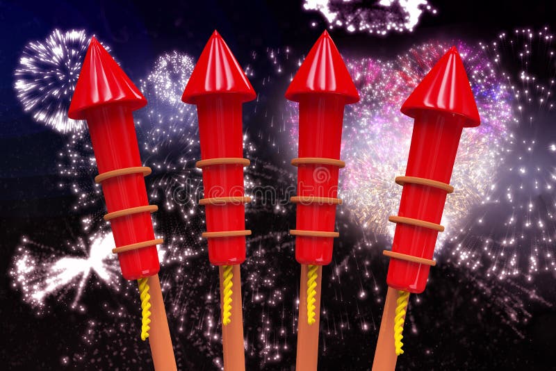 Composite Image of Rockets for Fireworks Stock Illustration ...
