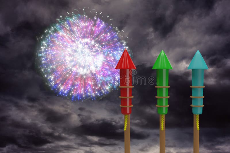 Composite Image of Rockets for Fireworks Stock Illustration ...