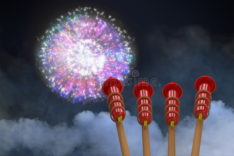 Composite Image of Rockets for Fireworks Stock Illustration ...