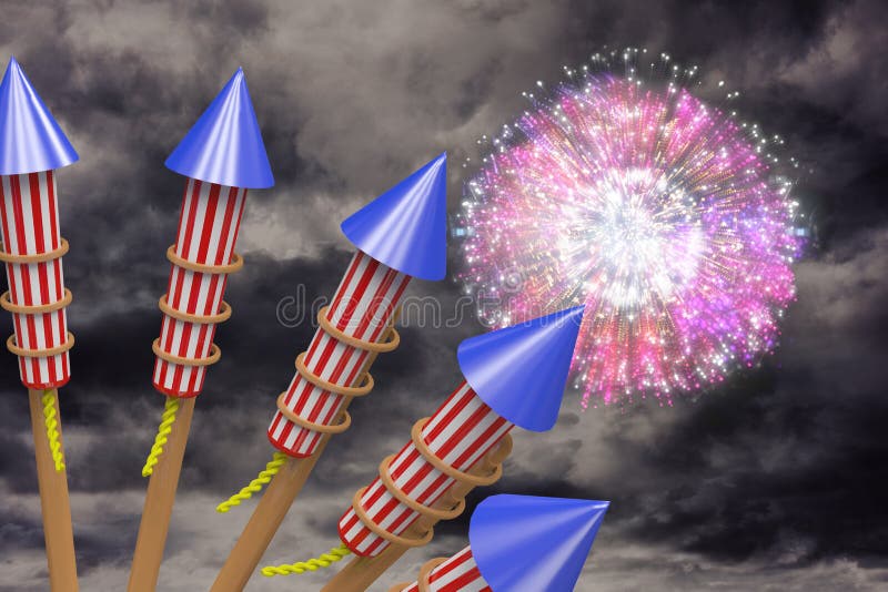 Composite Image Of Rockets For Fireworks Stock Illustration ...