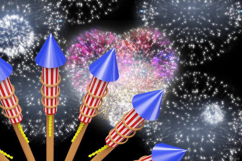 Composite Image of Rockets for Fireworks Stock Illustration ...