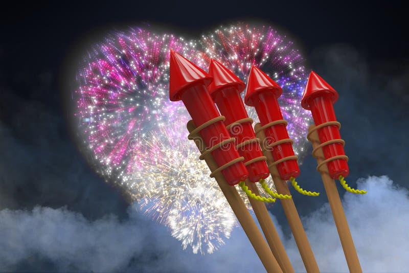 Composite Image of Rockets for Fireworks Stock Illustration ...