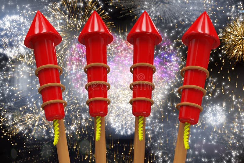 Composite Image of Rockets for Fireworks Stock Illustration ...