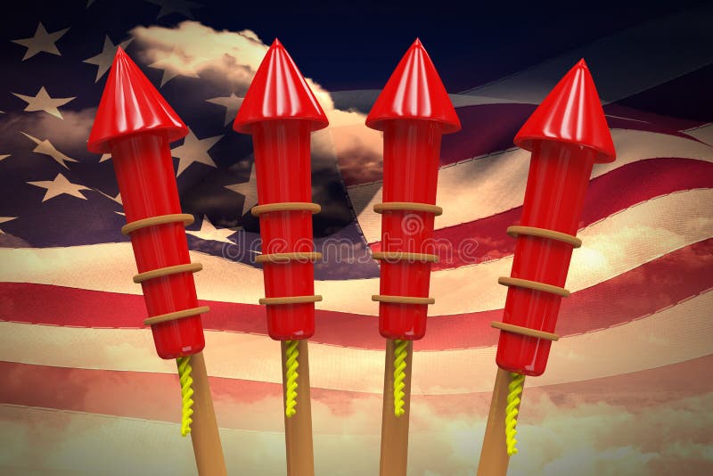 Composite Image of Rockets for Fireworks Stock Illustration ...