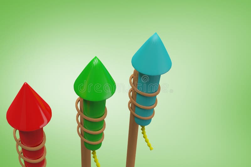 Composite Image of Rockets for Fireworks Stock Illustration ...