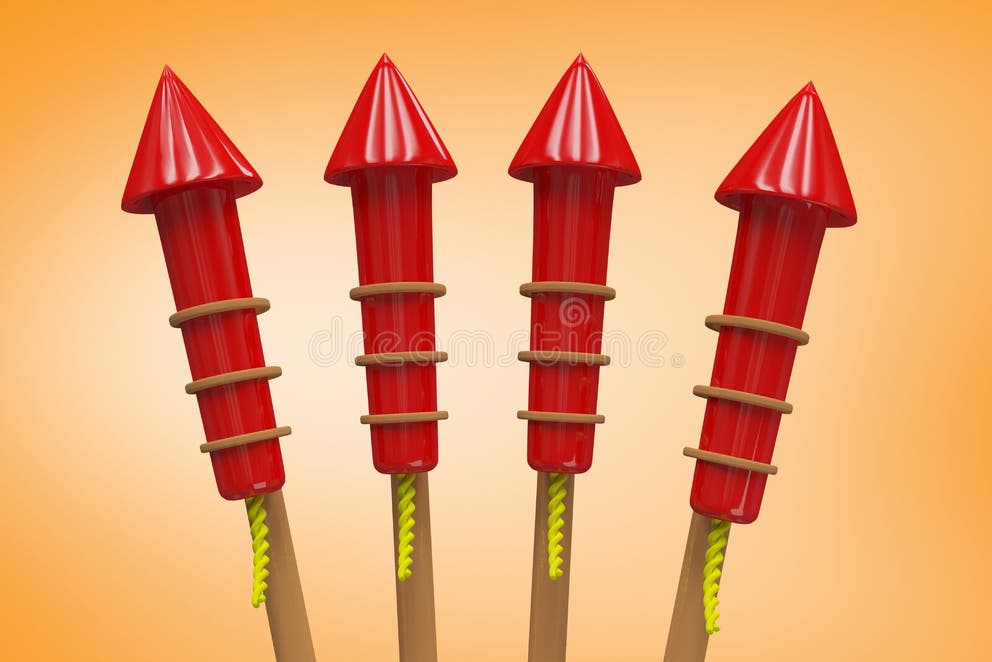 Composite Image of Rockets for Fireworks Stock Illustration ...