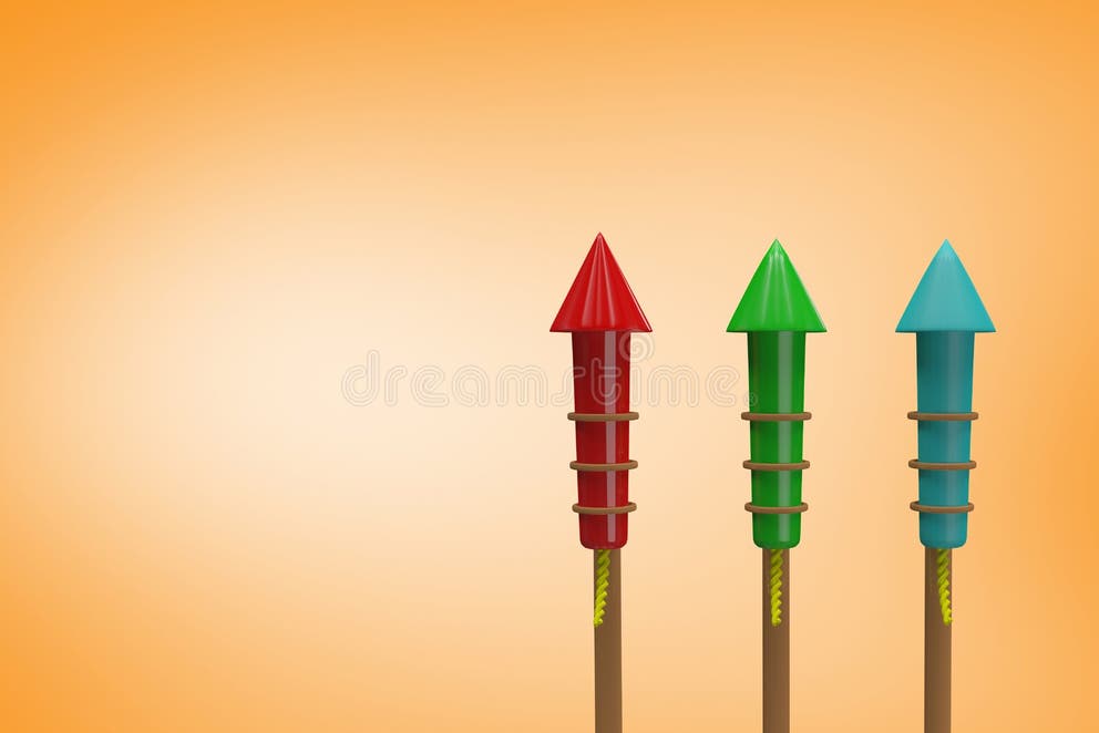 Composite Image of Rockets for Fireworks Stock Illustration ...