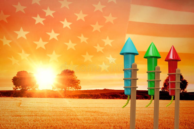 Composite Image of Rockets for Fireworks Stock Illustration ...