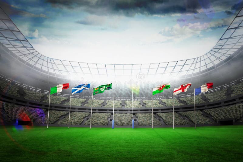 Composite Image of Rugby Pitch Stock Illustration - Illustration of ...