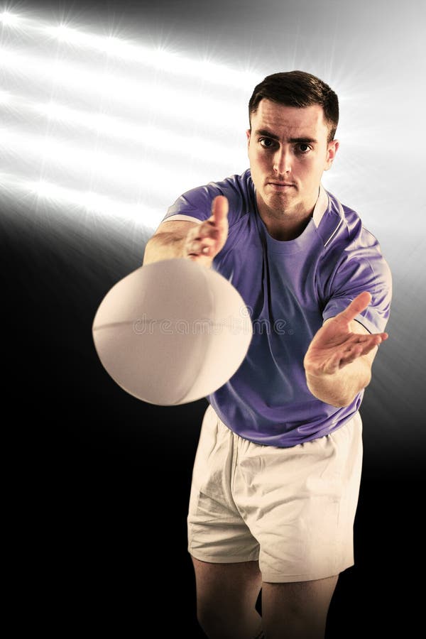 Composite Image of Rugby Player Catching a Rugby Ball Stock Photo ...