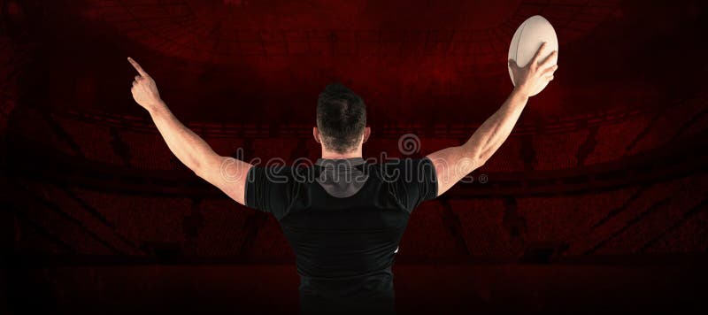 Composite Image of Rugby Player Celebrating with the Ball Stock Image ...