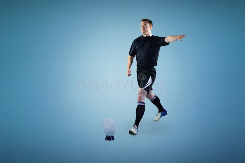 Composite Image of Rugby Player Doing a Drop Kick Stock Photo - Image ...