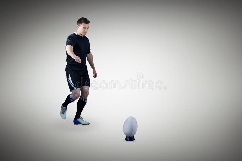 Composite Image of Rugby Player Doing a Drop Kick Stock Image - Image ...