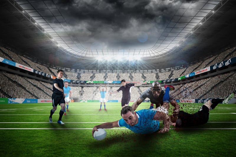 Composite Image of Rugby Player Doing a Drop Kick Stock Photo - Image ...