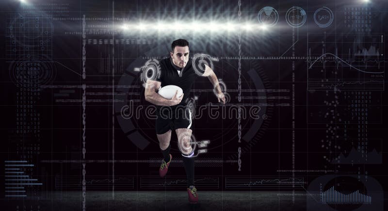 Composite Image of Rugby Player Running with the Ball Stock Image ...