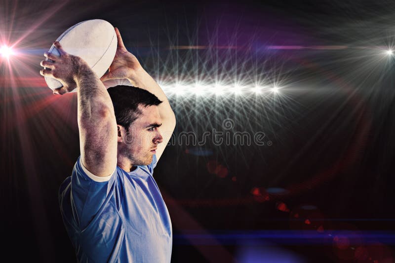 Composite Image of Rugby Player about To Throw a Rugby Ball Stock Photo ...