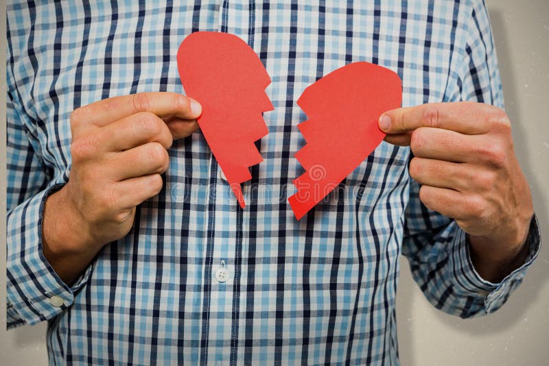 Composite Image of Sad Man with Broken Heart Stock Image - Image of ...