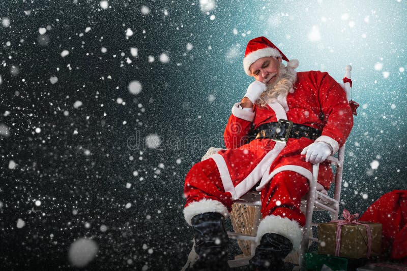 Composite Image of Santa Claus Relaxing on Chair Stock Image - Image of ...
