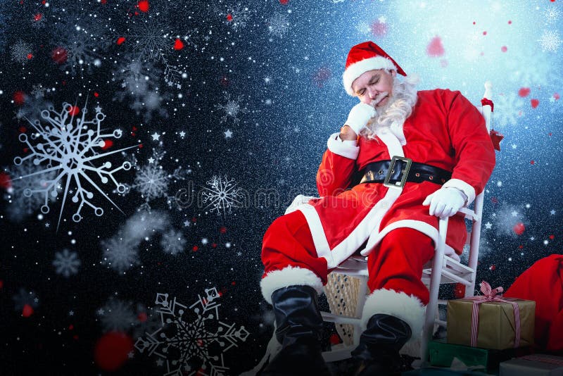 Composite Image of Santa Claus Relaxing on Chair Stock Photo - Image of ...