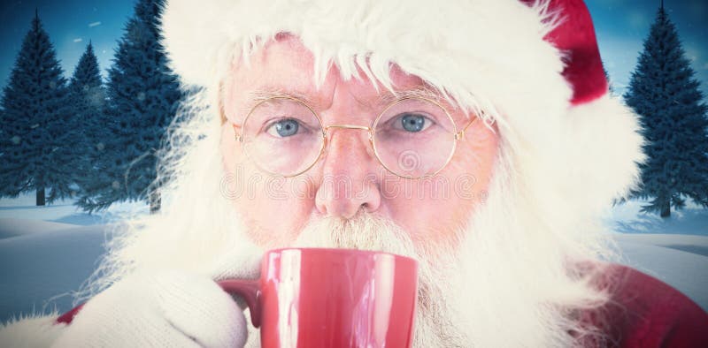 Composite Image of Santa Drinks from a Red Cup Stock Image - Image of ...