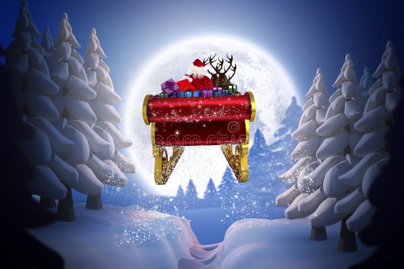 Composite Image of Santa Flying His Sleigh Stock Illustration ...