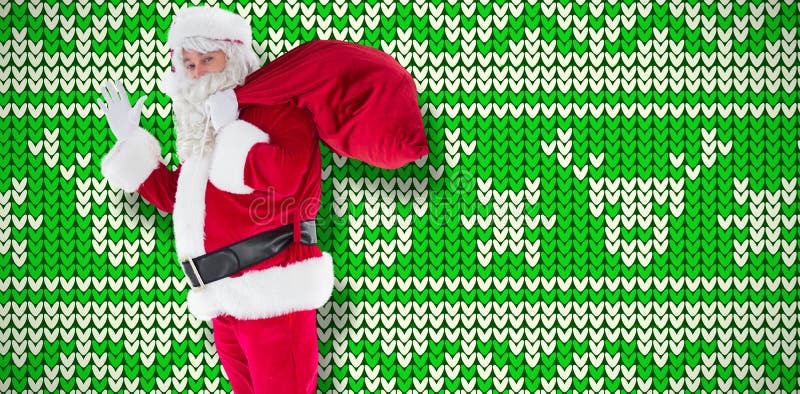 Composite Image of Santa Holding a Sack and Waving Stock Image - Image ...