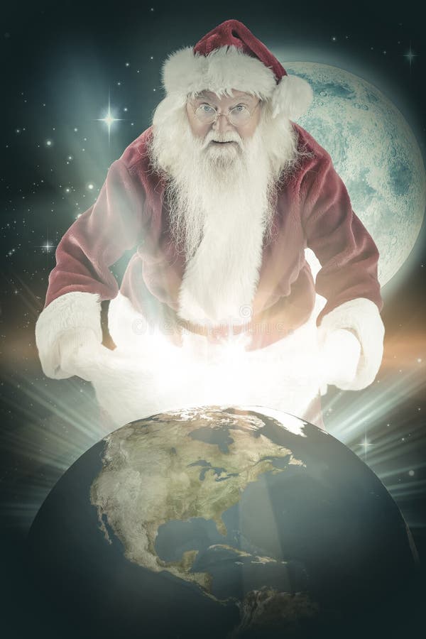 Composite Image of Santa Open His Red Bag Stock Image - Image of ...