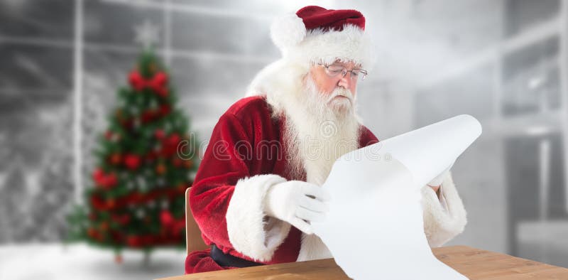 Composite Image of Santa Reads a Long List Stock Photo - Image of ...