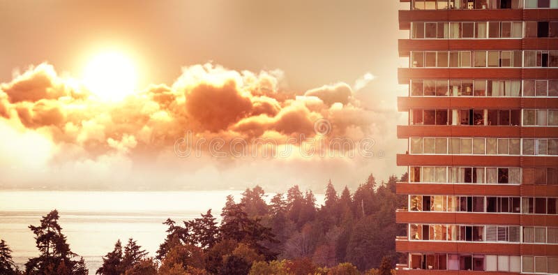 Composite Image of Scenic View of Bright Sun Over Clouds Stock ...