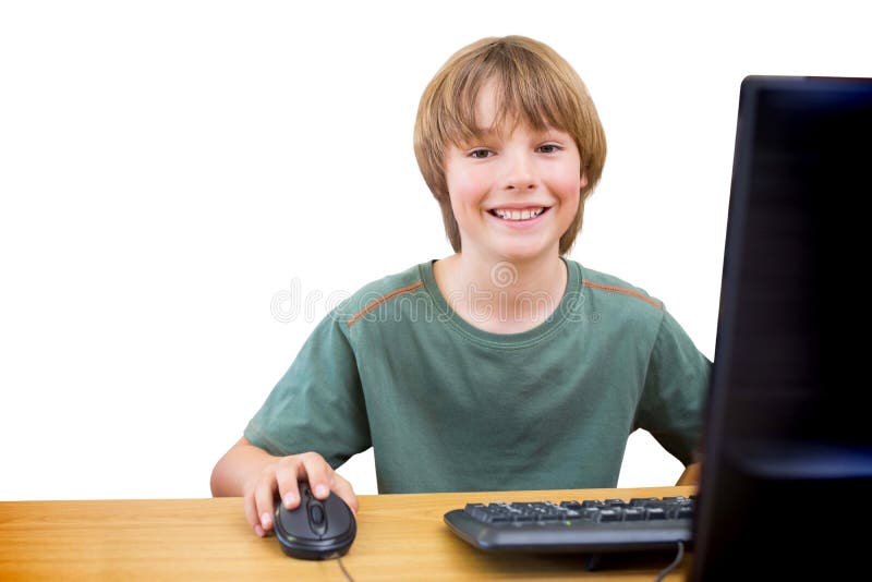 Composite Image of School Kid on Computer Stock Image - Image of child ...