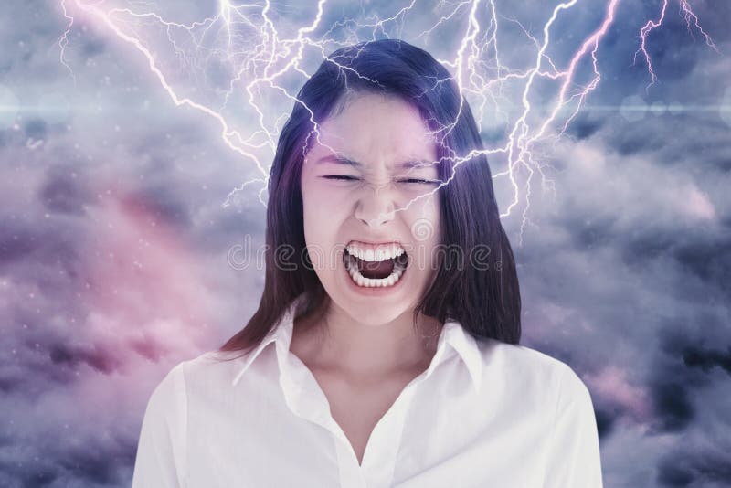 Composite Image of Screaming Woman Stock Photo - Image of irritated ...