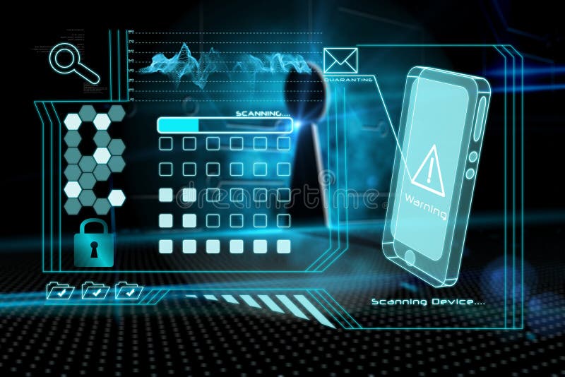 Digital Security Hand Print Scan Stock Illustration - Illustration of ...