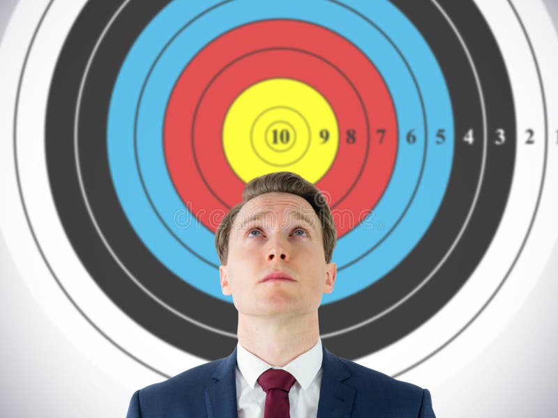 Composite Image of Serious Businessman Looking at Top Stock Photo ...