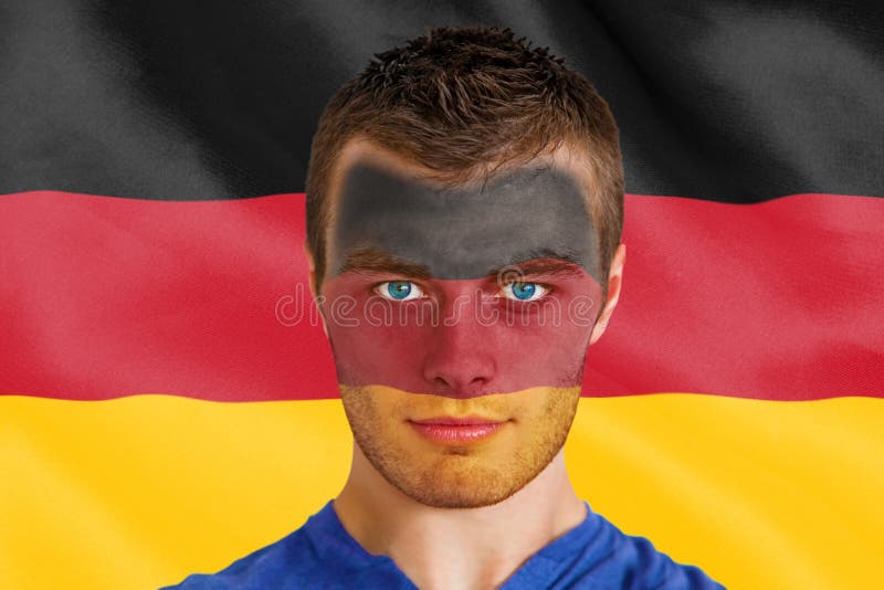 Composite Image of Serious Young Belgium Fan with Facepaint Stock Photo ...