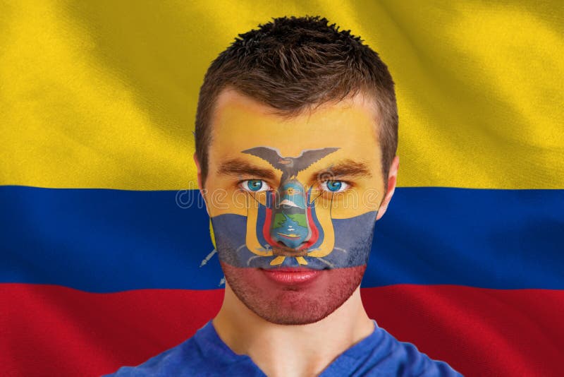 Composite Image of Serious Young Ecuador Fan with Facepaint Stock Photo ...