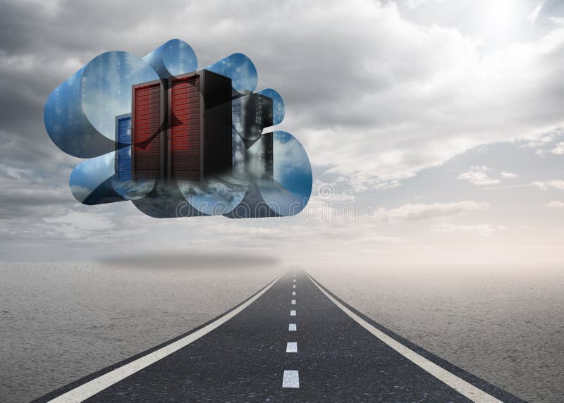 Composite Image of Server Towers on Abstract Screen Stock Illustration ...