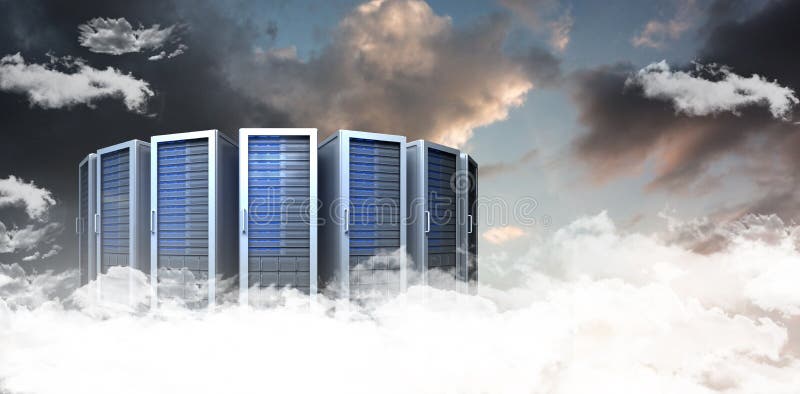 Composite Image of Server Towers Stock Illustration - Illustration of ...