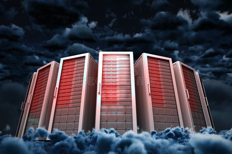 Composite Image of Server Towers Stock Illustration - Illustration of ...